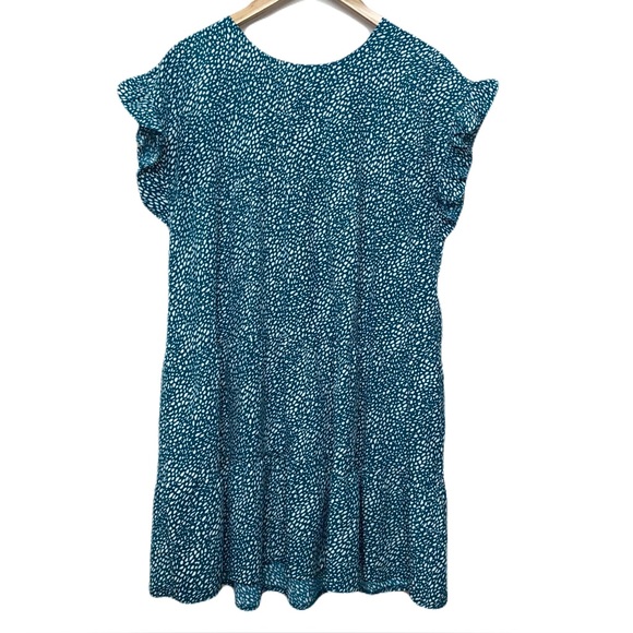 Dresses | Solution Stylish Blue Green Tiered Dress W White Dots Ruffle ...